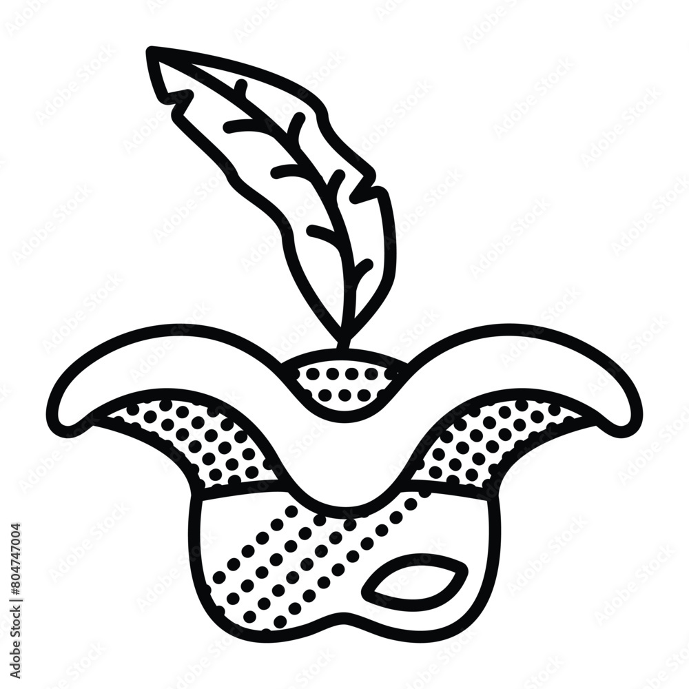 One-eyed pirate, masquerade mask with a hat and feather, corsair ...