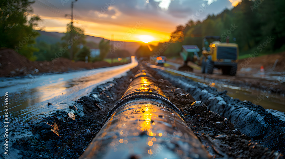 gas and oil pipeline construction. Pipes welded together. The big ...
