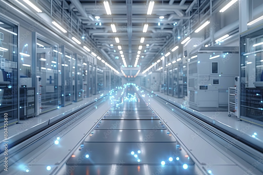 Smart Industrial Factory, visualizing automated assembly lines and ...