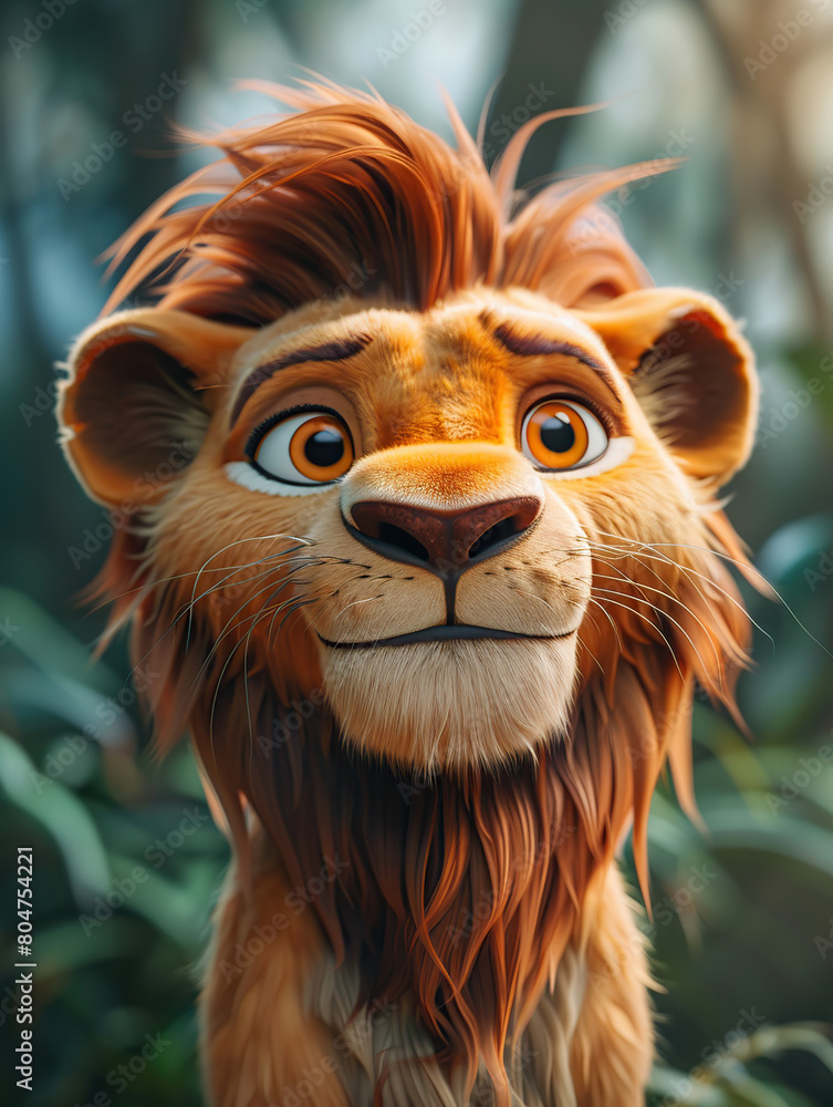 lion, 3D illustration, digital art, realistic, lifelike, detailed ...