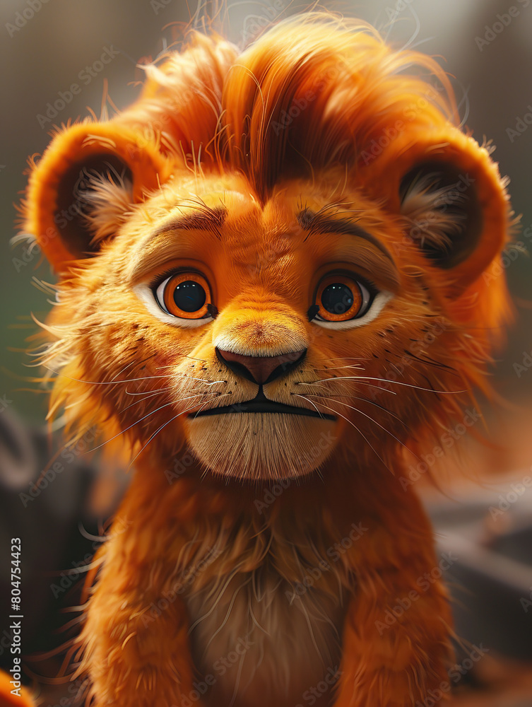 lion, 3D illustration, digital art, realistic, lifelike, detailed ...