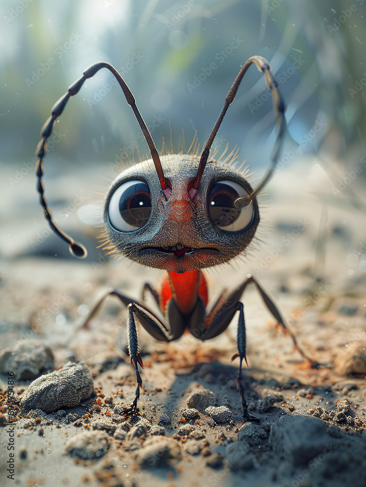 ant, 3D illustration, digital art, realistic, lifelike, detailed ...