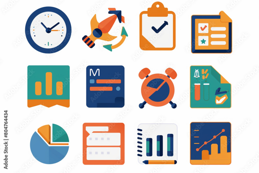 Action plan icon set. Containing planning, schedule, strategy, analysis ...