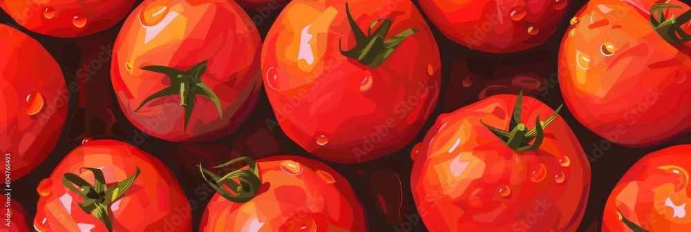 Stylish image of ripe tomatoes cast in shadows on a playful pink ...