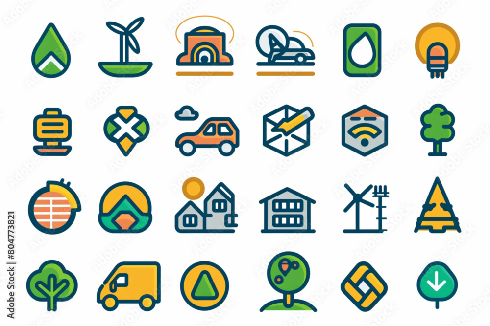 Net zero outline icon set .Green energy, CO2 neutral, gas emissions ...