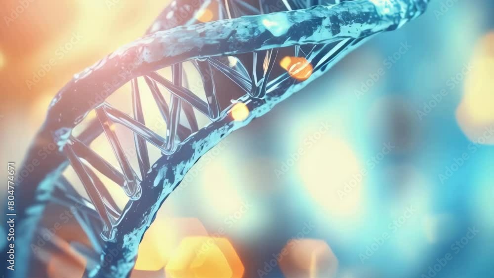 Vidéo Stock A DNA strand is shown in a blue and orange color scheme ...