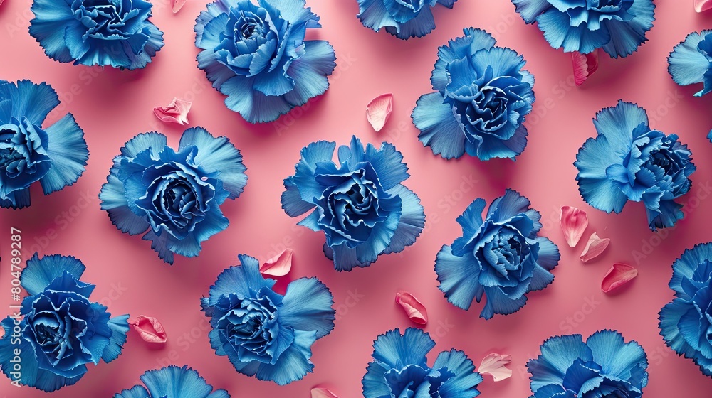 A stunning array of vibrant blue carnations in full bloom against a ...