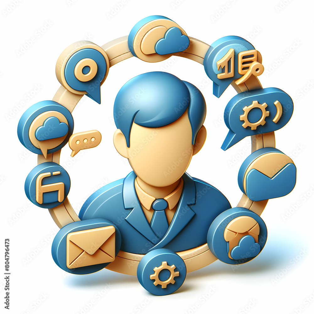 Colorful 3D Communication Symbol Cartoon Icon Illustration for ...