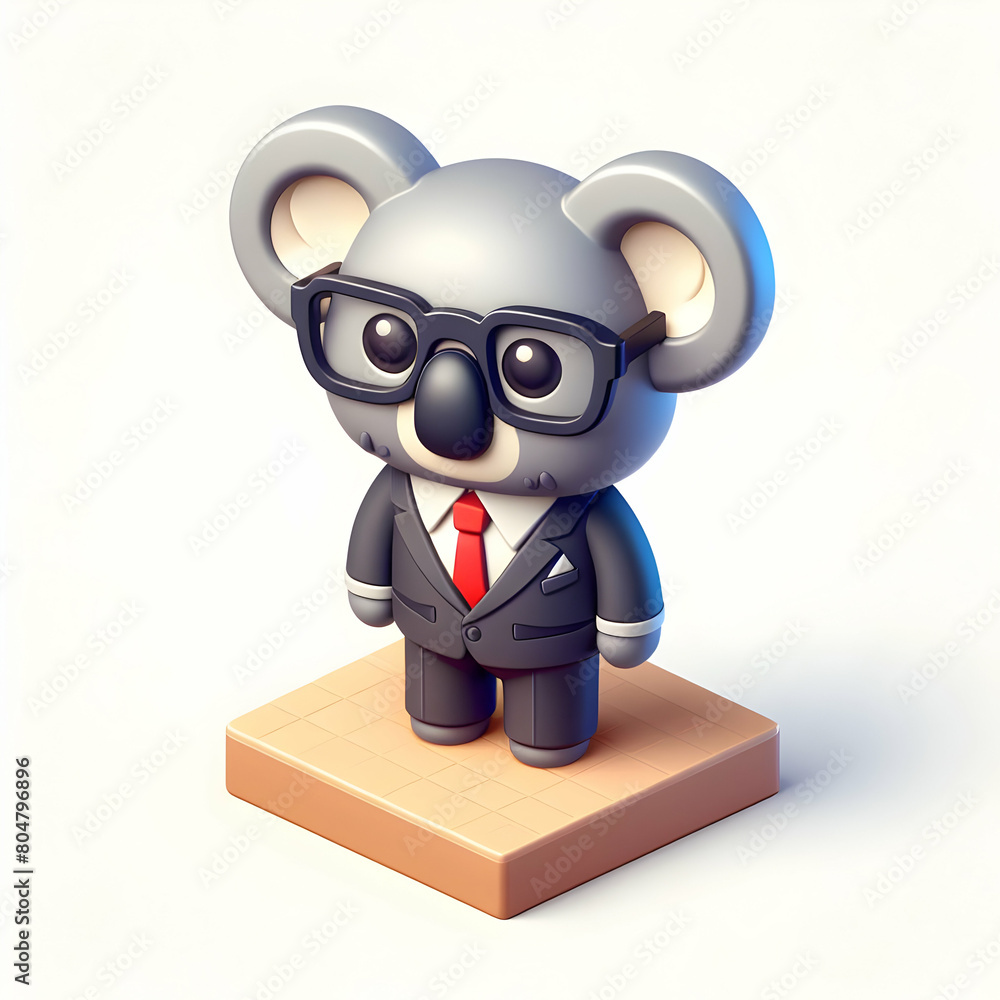 3D Koala Corporate Leader Avatar in Isometric Scene - Professional 3D ...