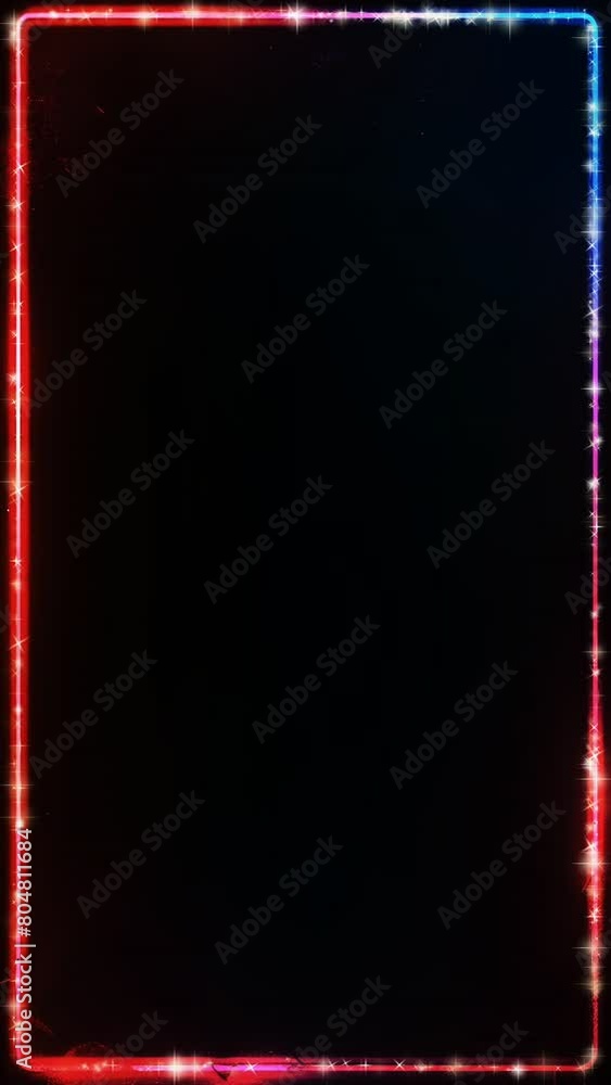 neon light border frame on black background, glowing outline of ...