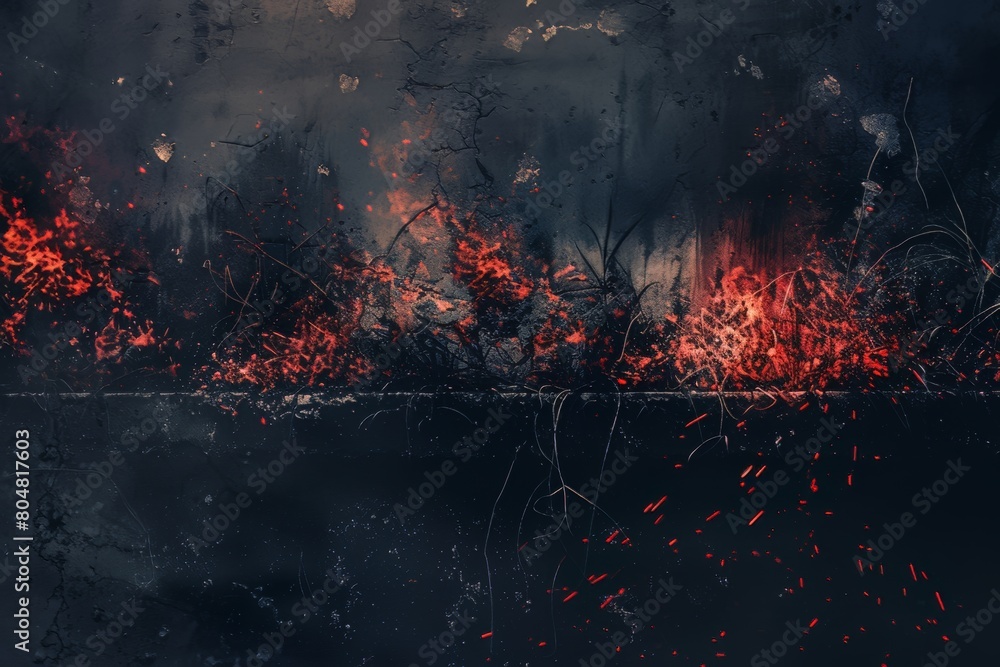 Abstract and captivating scene of fiery sparks flying over a dark ...