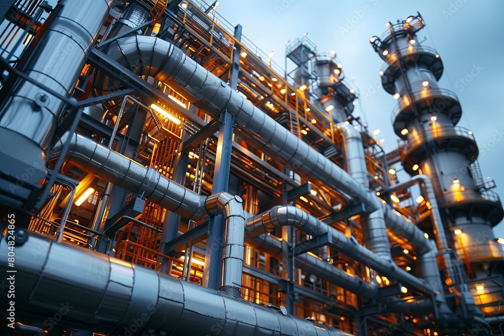 Industrial Factory Design: Exposed Pipes, Metal Structures, and ...