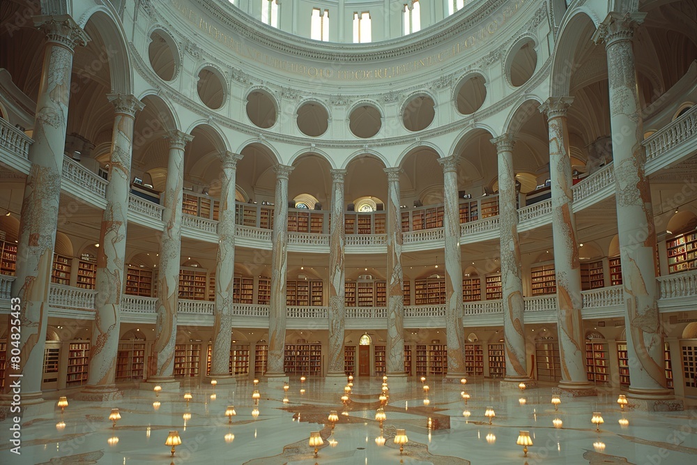 Neoclassical Library: Majestic Columns and Sky-Scraping Dome Stock ...