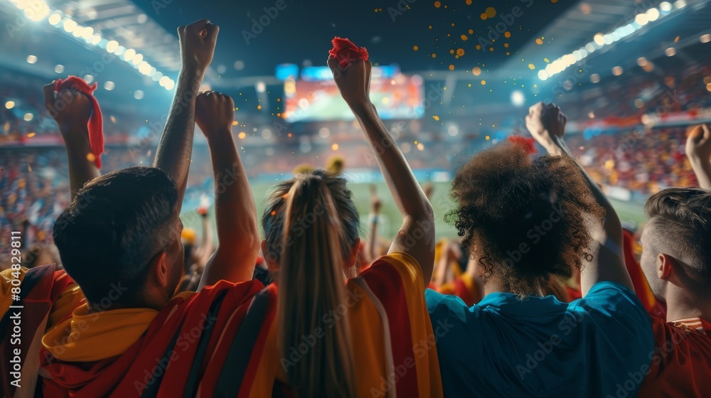 Crowd of fans cheering at a sports stadium Stock Photo | Adobe Stock