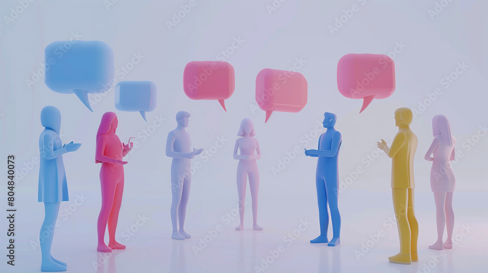 High-detail 3D clip art depicting two people in conversation with ...