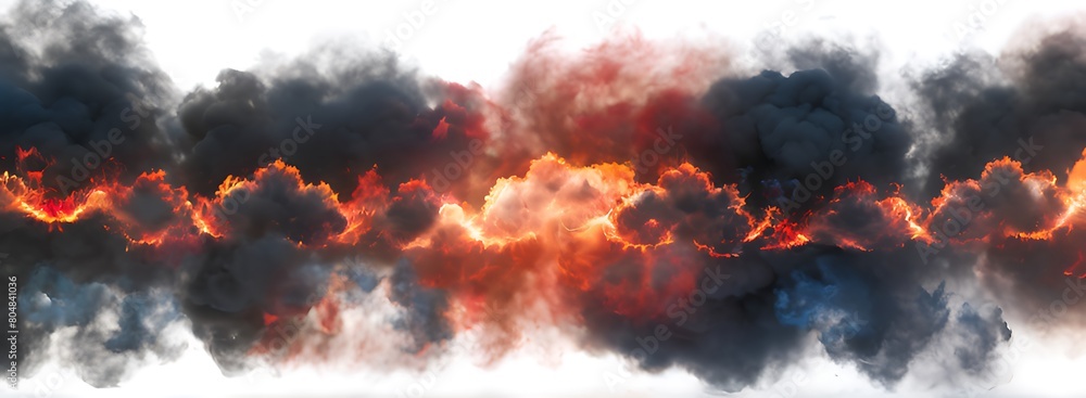 cyclone storm cloud with lightnings and smoke isolated on transparent ...