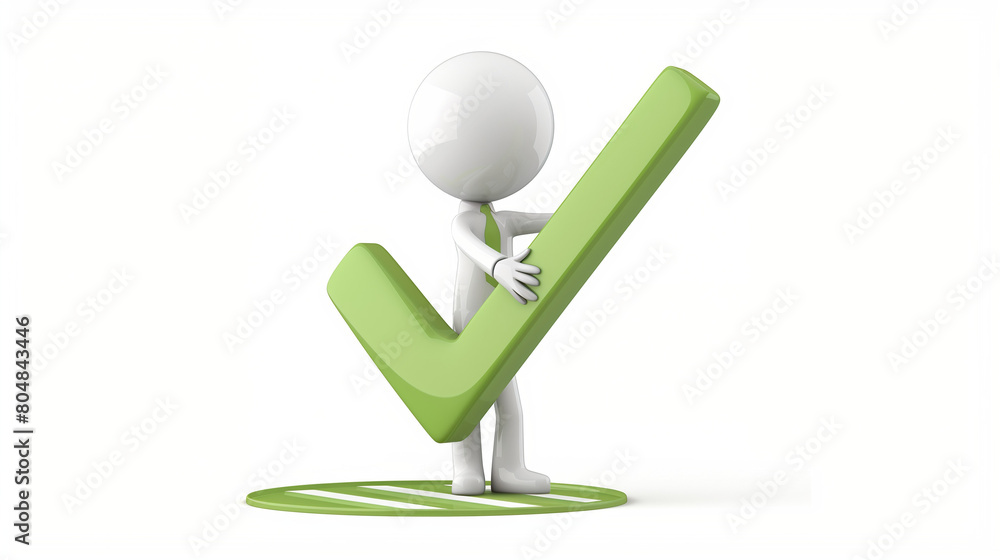 A vector illustration of a 3D person with a green check mark, isolated ...