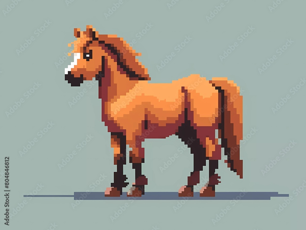 8-bit pixel cute horse, pixel art vector illustration. Stock ...
