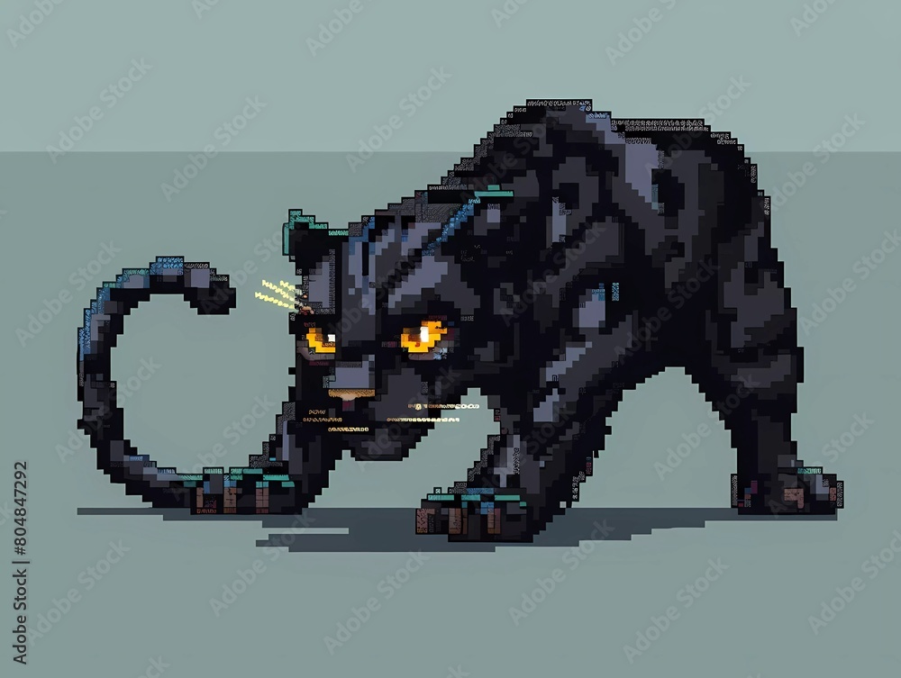 8-bit pixel cute panther, pixel art vector illustration. Stock ...