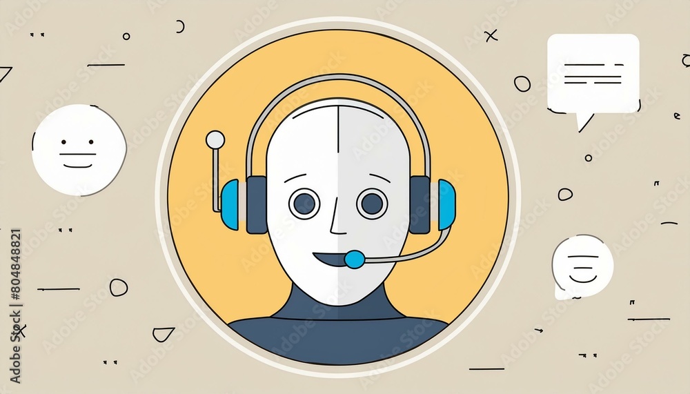 Humanoid female robot avatar chatbot. Round icon of AI face in image ...