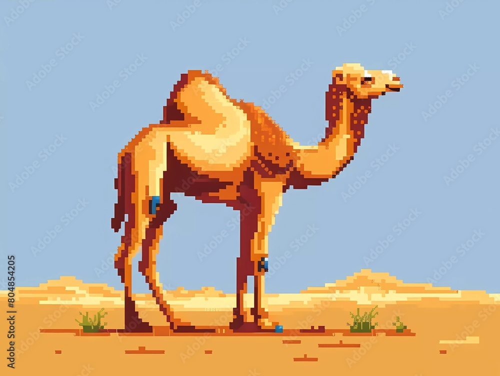 8-bit pixel cute camel, pixel art vector illustration Stock ...