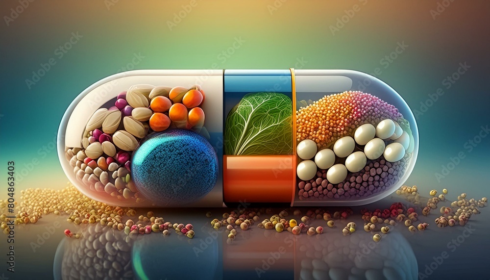Medicine health concept. Nutritional supplement and vitamin supplements ...