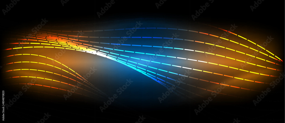A mesmerizing electric blue wave with a lens flare effect on a dark ...