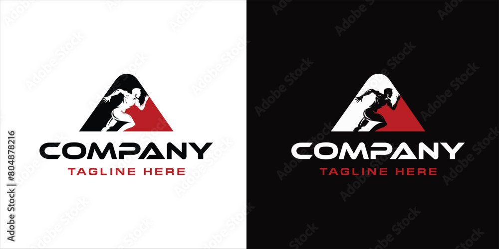 Letter A with silhouette of a running man symbol logo design ...