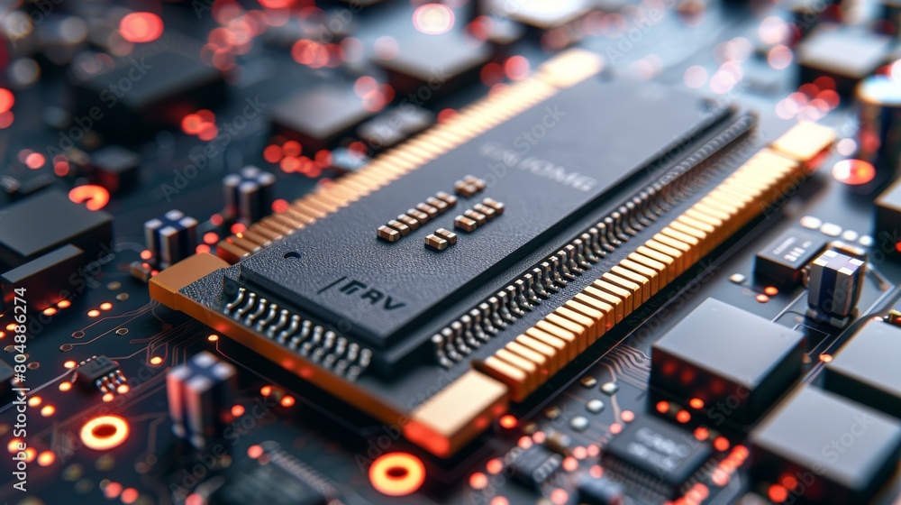 Detailed flat modern illustration of a computer memory module or RAM ...