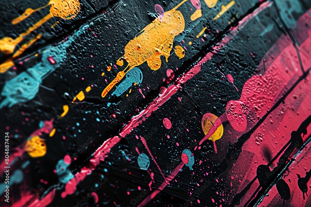 Visualize a close-up shot of street art graffiti unveiling secrets of ...