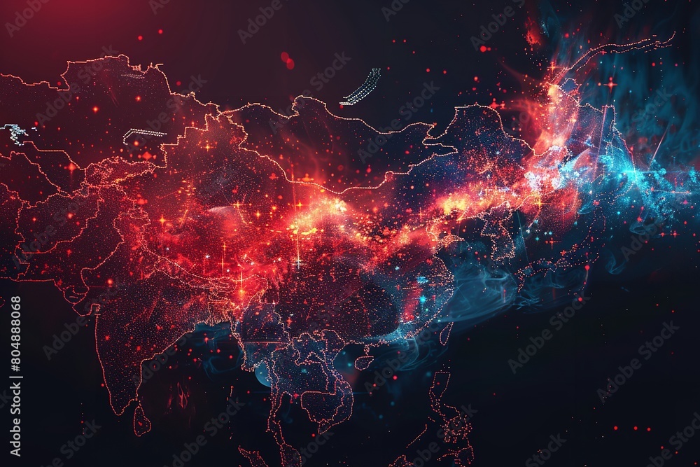China's national flag colors on a map. Generative Ai Stock Illustration ...