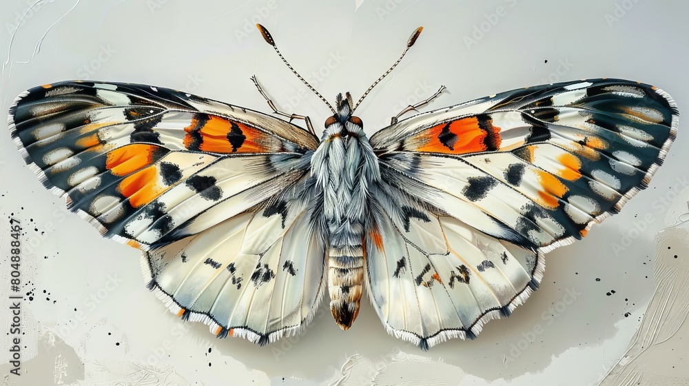 Parnassius Apollo, beautiful exotic butterfly species. Flying moth in ...
