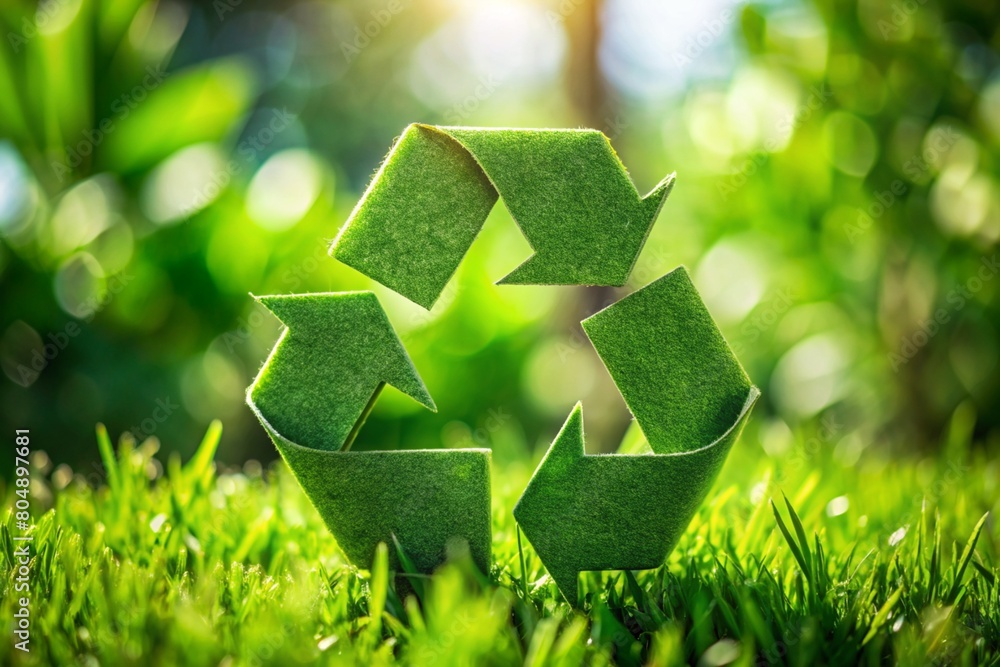 Recycling Symbol: A close-up image of the universally recognized ...