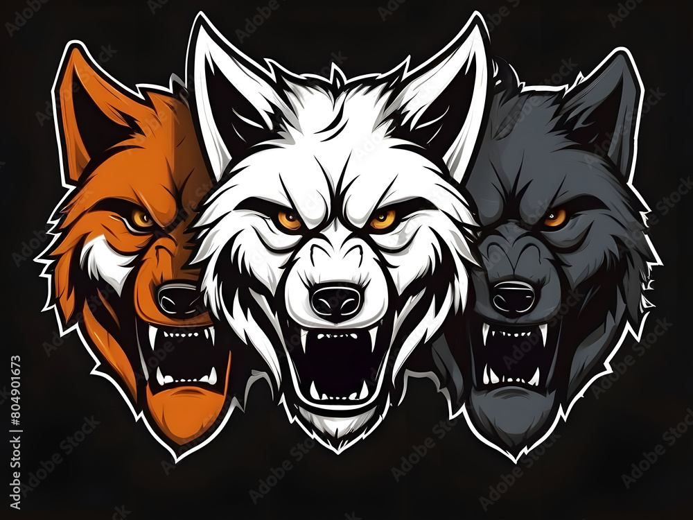 dangrous , Wolf Mascot Sporting Emblem. Vector Illustration of Wolf's ...