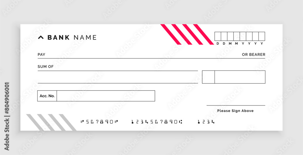 white bank cheque, check paper template design Stock Vector | Adobe Stock