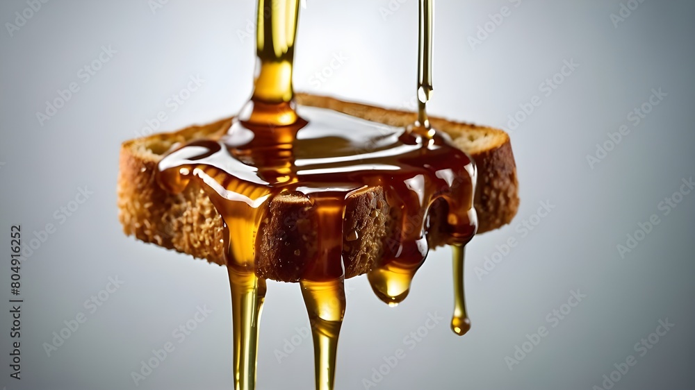 Macro Shot of Honey Dripping onto Toast Sweetness in Detail for Food ...