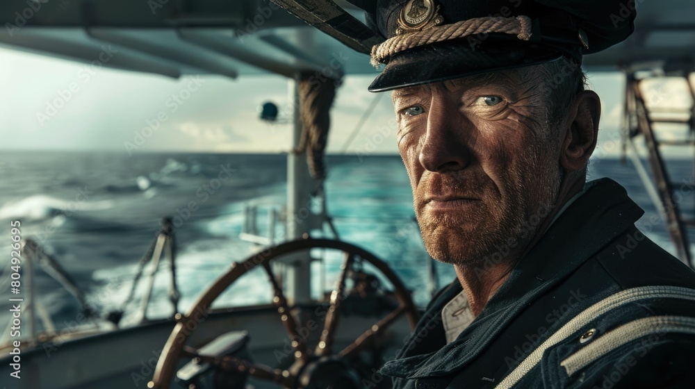 The picture of the military working as the marine captain for sailing ...