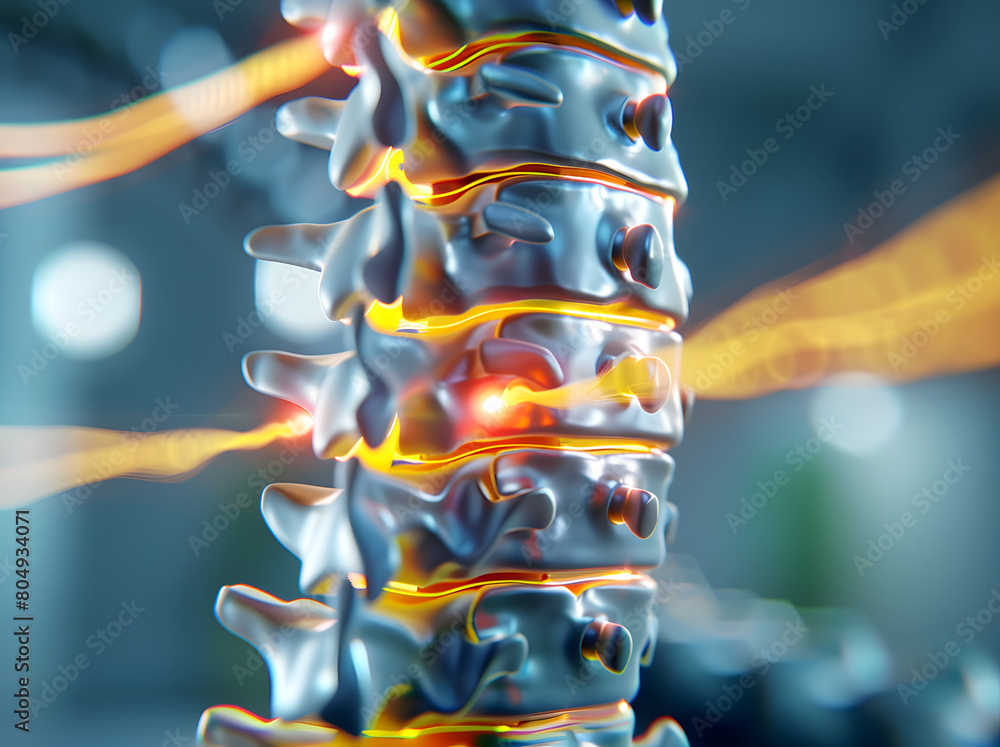 3D Model of the Human Spine: Detailed Illustration Showing Individual ...
