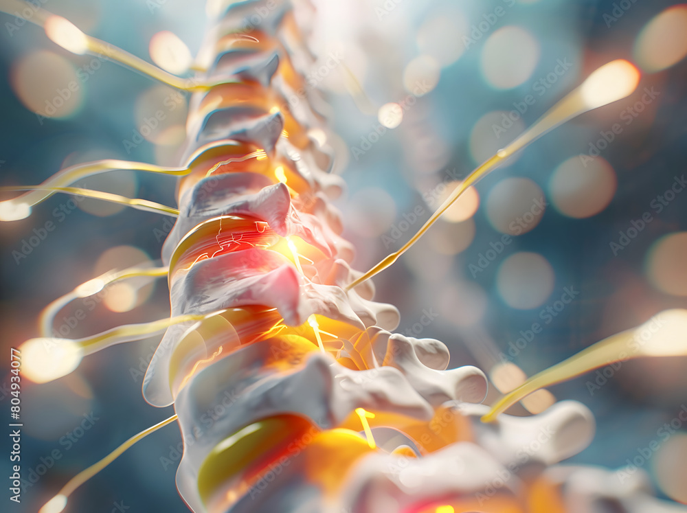 3D Model of the Human Spine: Detailed Illustration Showing Individual ...