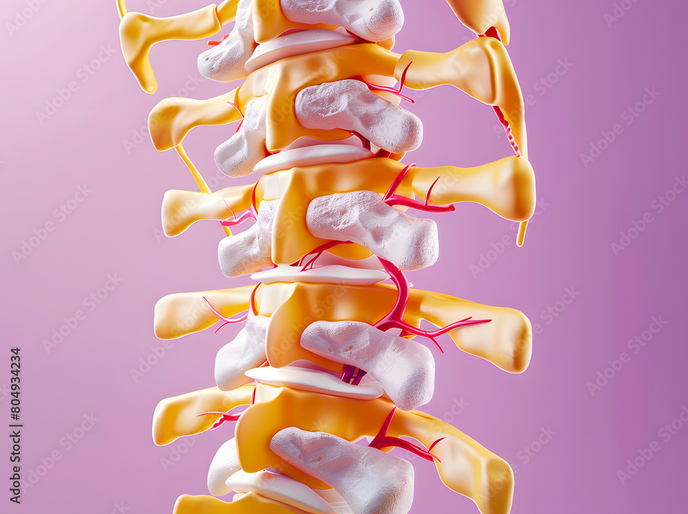 3D Model of the Human Spine: Detailed Illustration Showing Individual ...