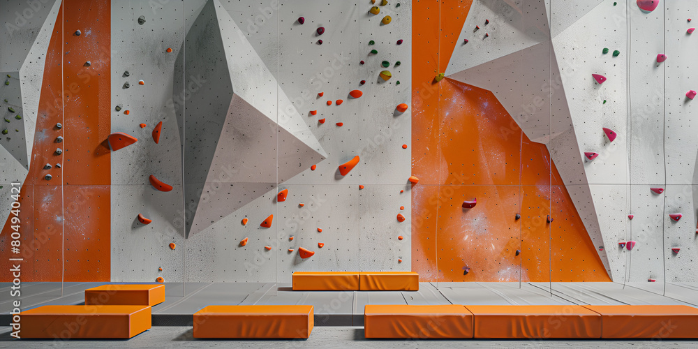 Wall with climbing holds in gym Climbing wall background Indoor ...