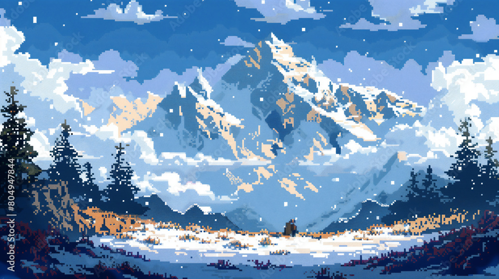 pixel art of snowvy moutain dungeon background battle scene in RPG old ...