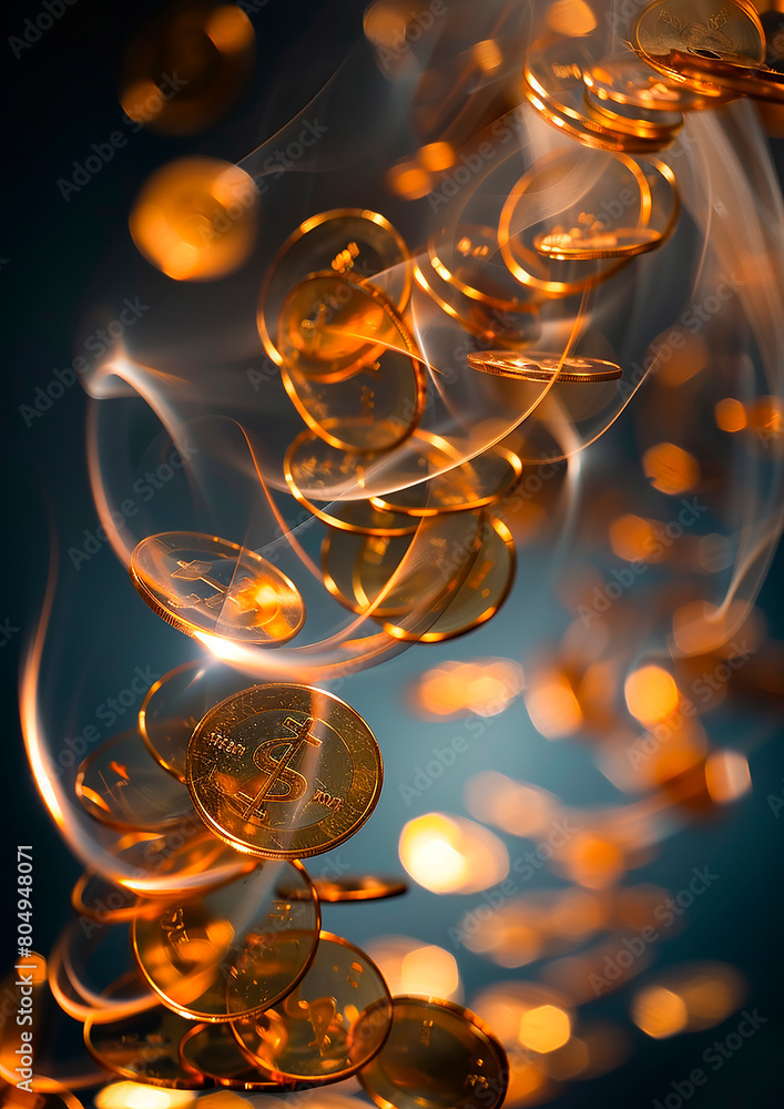 visualizing money coins in an abstract and dynamic composition Stock ...