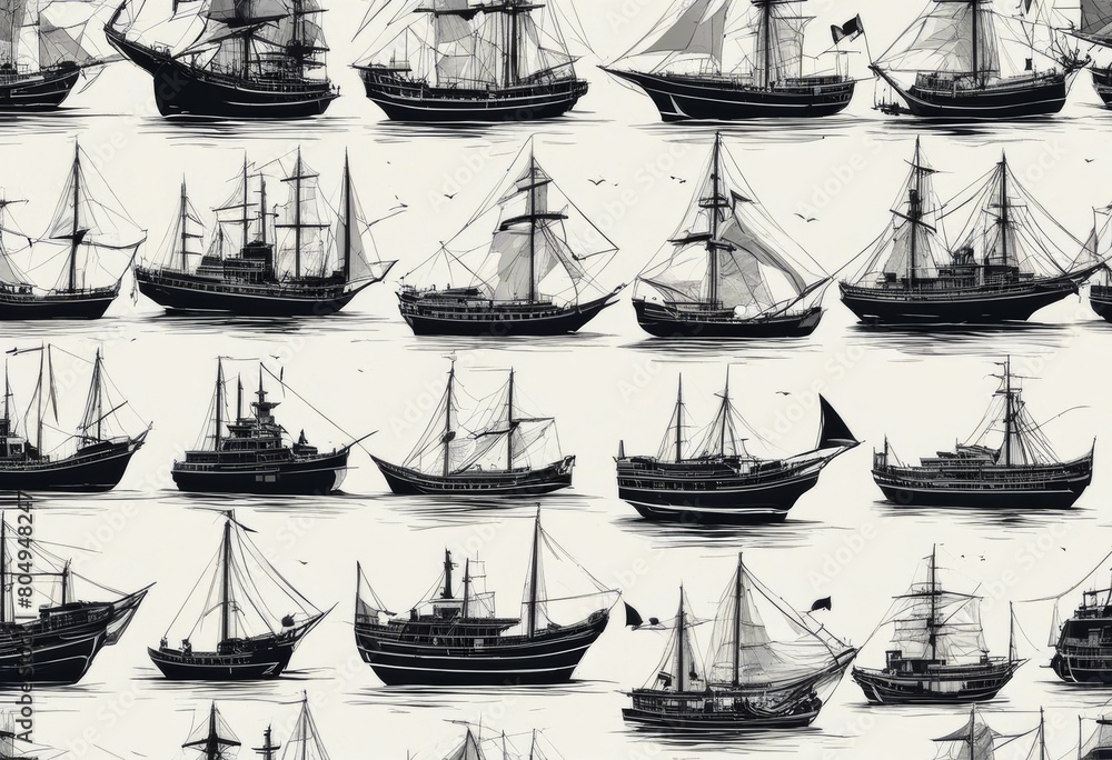 'boats ships set sketch decorative collection icon object symbol ...