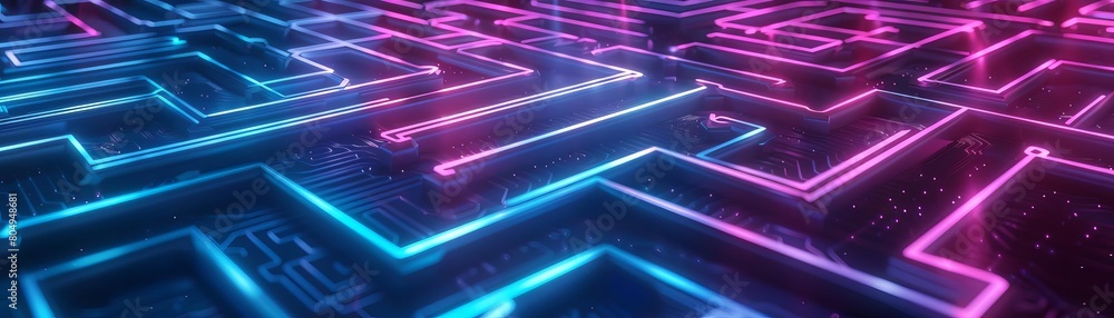 Aerial view of a digital labyrinth representing complex algorithms ...