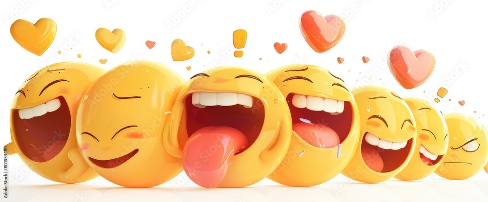 Side view emoji clipart elements rendered in 3D, forming part of an ...