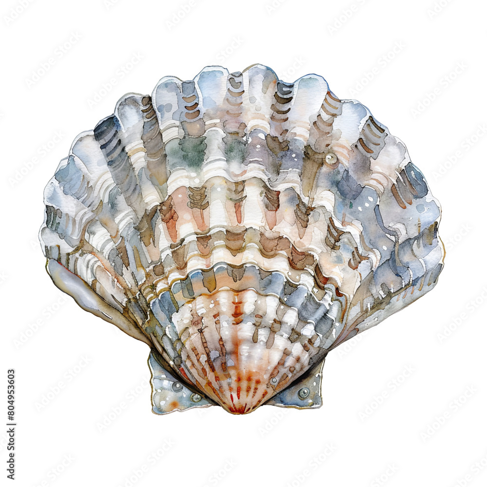 Pearl seashell watercolor clipart illustration on transparent ...