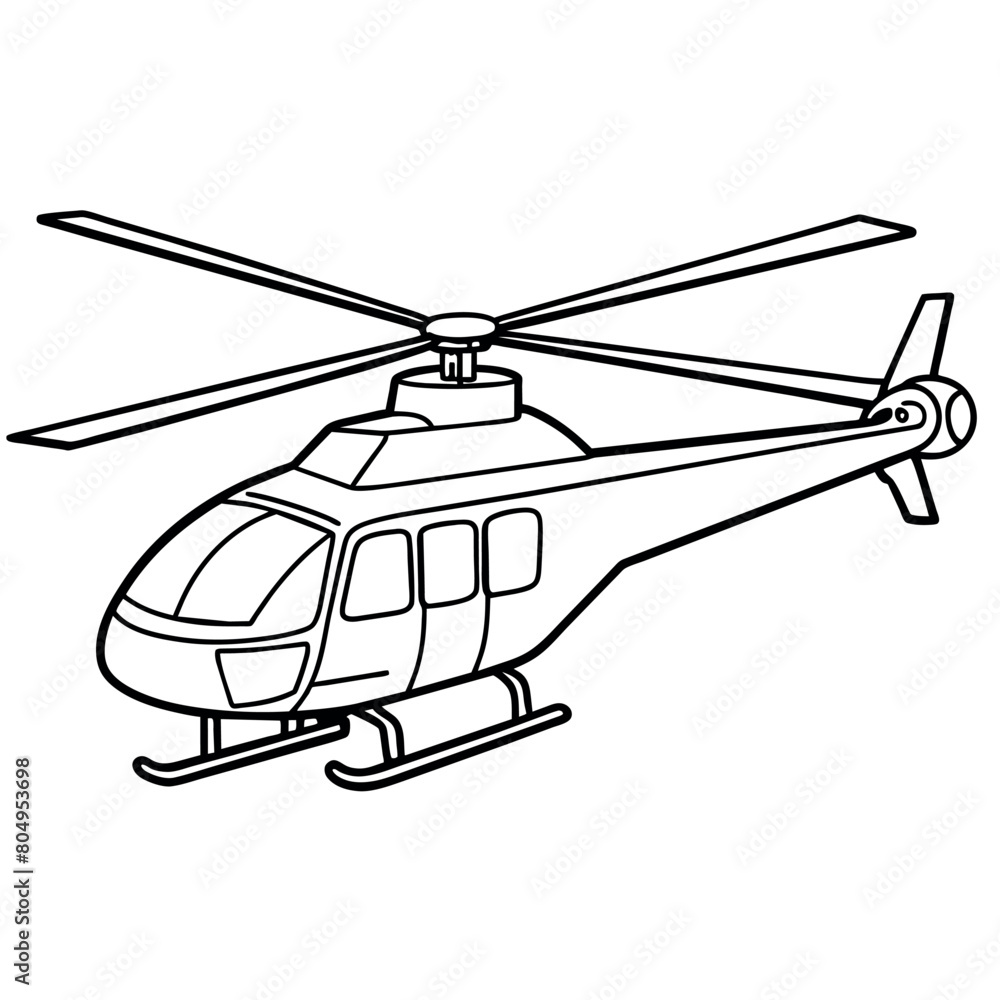 helicopter, colouring, illustration, vector, transportation, child ...