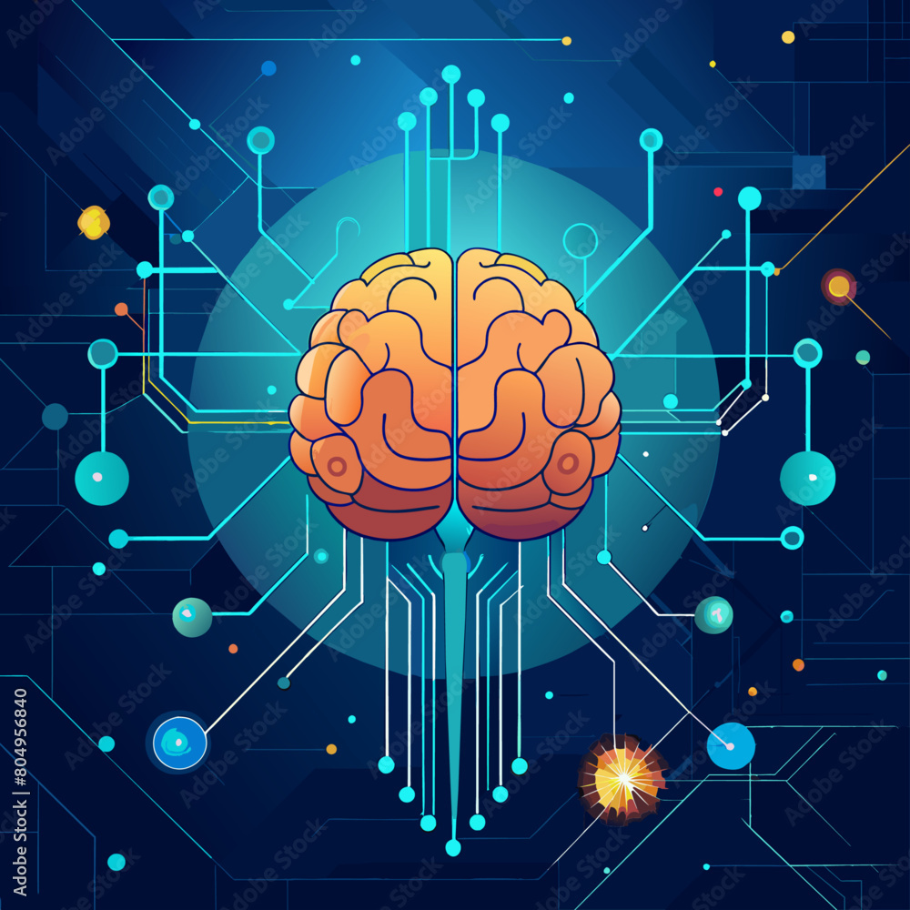 Glowing digital brain networks for AI technology backgrounds, ai ...
