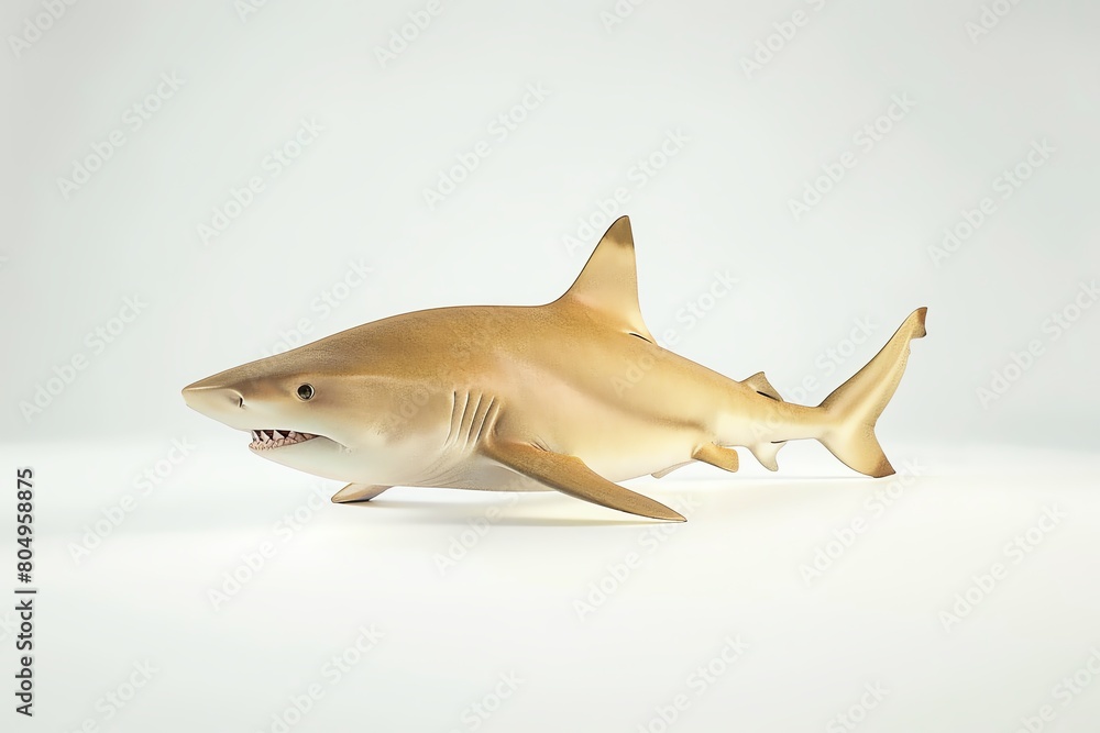 Lemon shark, 3D render, white setting, calm swimming pose, accurate ...